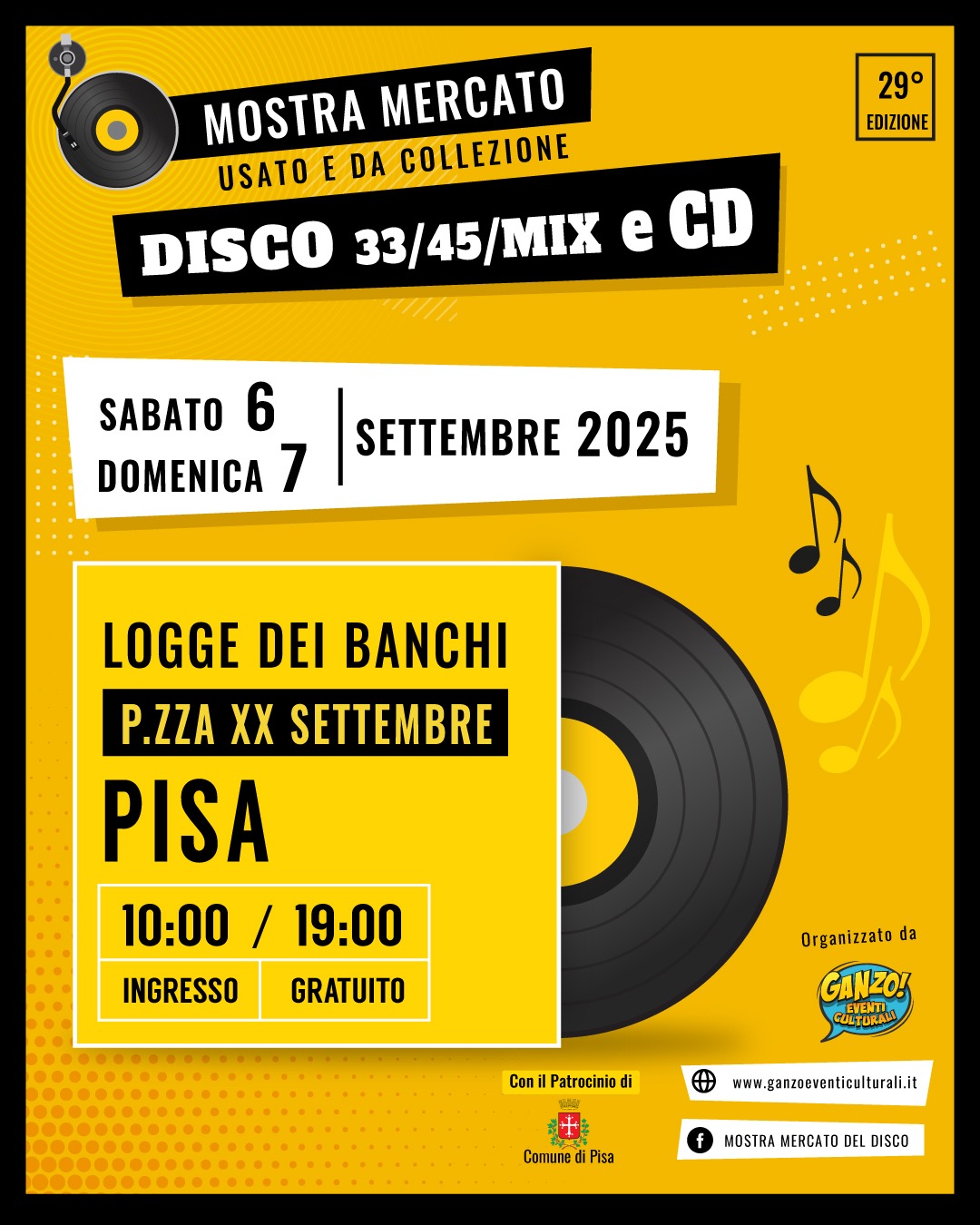 Mostra del Disco settembre 2025 | Comune di Pisa - Turismo